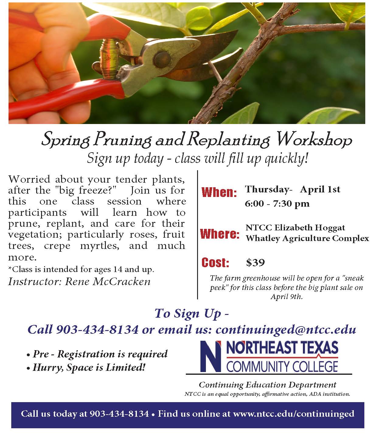 Spring Pruning and Replanting Workshop | Northeast Texas Community College